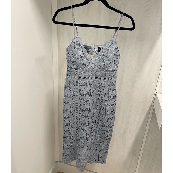 Bardot Dresses Bardot Botanica Lace Dress In Dusty Blue Size 4xs