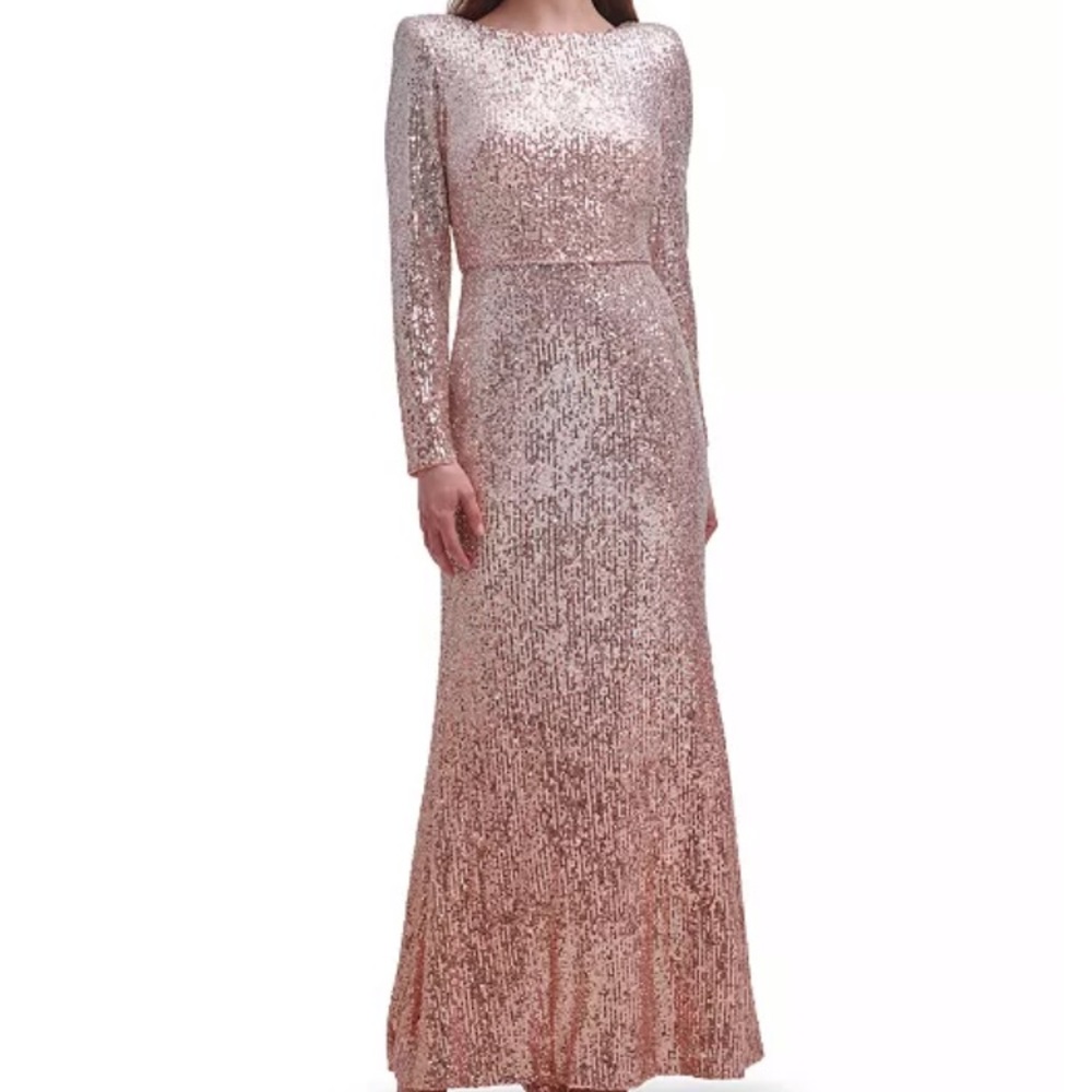 Eliza J Blush Ombr Sequin Gown Gem