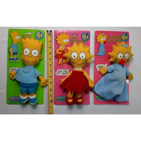 Dandee Toys Vintage 99 The Simpsons Rag Doll Bart Lisa Maggie