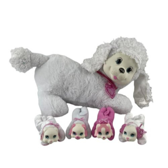 Toys Puppy Surprise Plush Stacy 4 Puppies White Poodle Dog Pretend