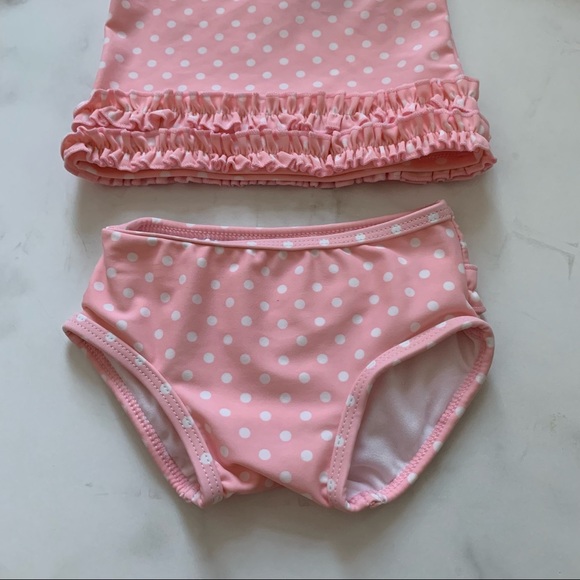 Ruffle Butts Swim New Ruffle Butts Pink Polka Dot Ruffled Rash