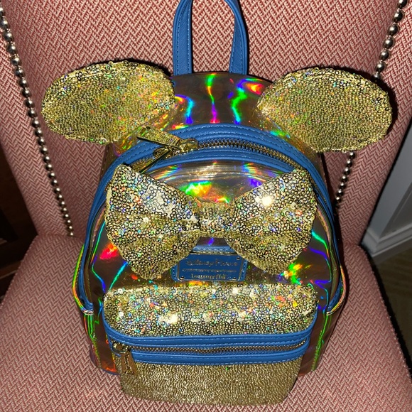 Loungefly Bags Gold And Blue Earidescent Wdw 5th Anniversary