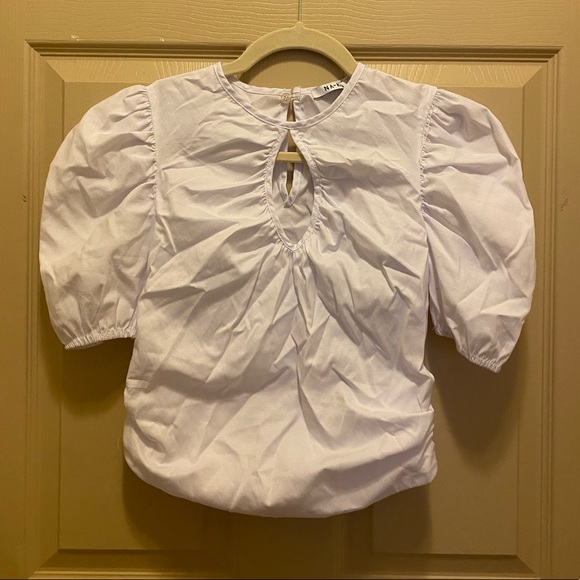 Na Kd Tops Nakd White Short Puff Sleeve Keyhole Front Blouse Poshmark