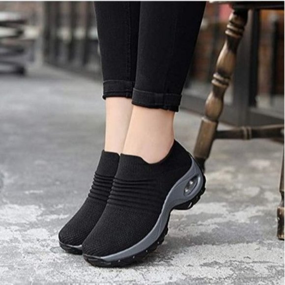 Shoes Womens Walking Shoes Sock Sneakers Mesh Slip On Air Cushion