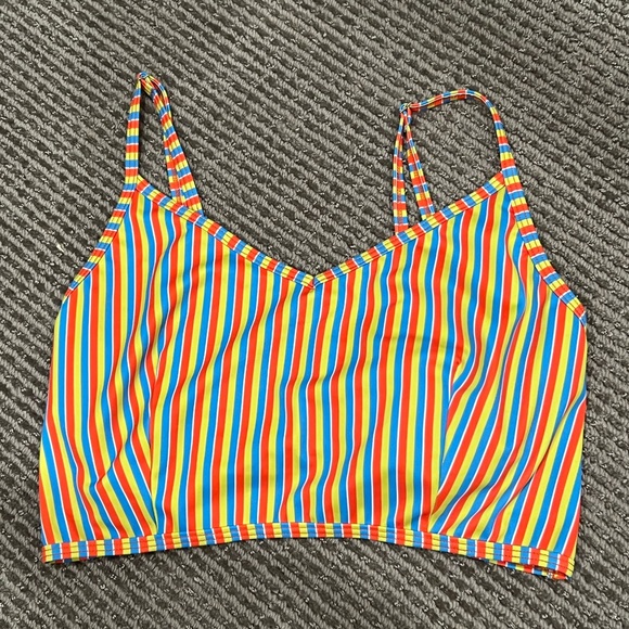 Kortni Jeane Swim Kortni Jeane V Crop Bikini Top In Rainbow Stripe