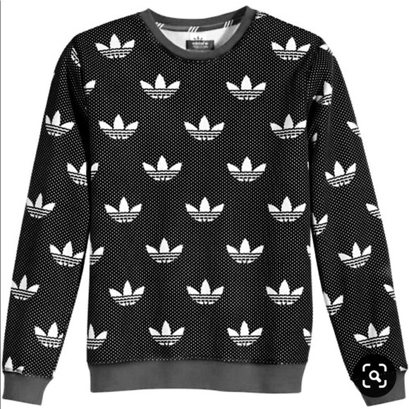 Adidas Shirts Adidas Allover Print Trefoil Crewneck Sweater Poshmark