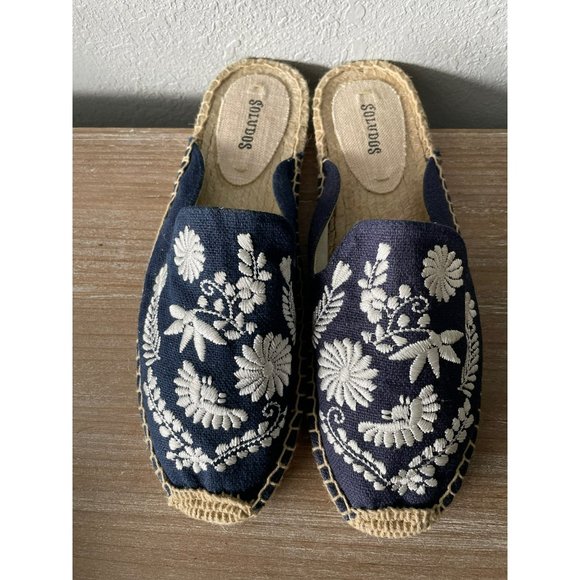 Soludes Shoes Soludos Womens Ibiza Embroidered Mule Navy Casual