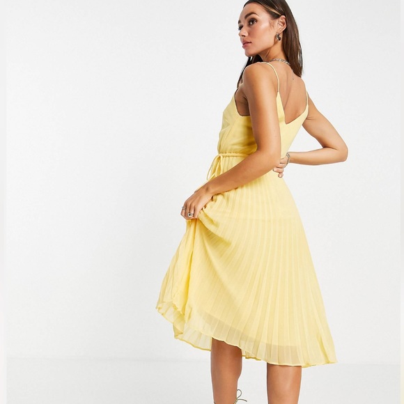 Asos Dresses Asos Ddesign Pleated Cami Midi Dress With Drawstring