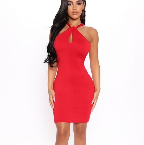 Fashion Nova Dresses Red Halter Neck Bodycon Mini Dress Poshmark