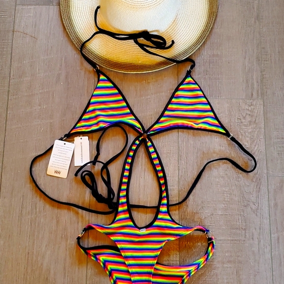 Wicked Weasel Swim Nwt Wicked Weasel Rainbow Monokini Poshmark