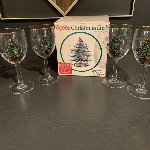 Spode Dining Copy Vintage Spode Christmas Tree Wine Glasses Set Of