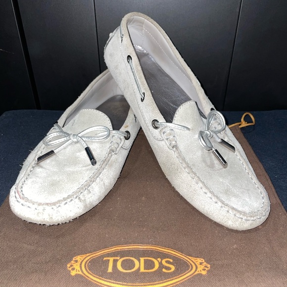 Tods Shoes Tods Womens Grey Suede Gommino Driving Moccasin Slipper