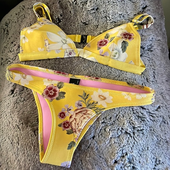 Triangl Swimwear Swim Triangle Yellow Bikini Floral Poshmark