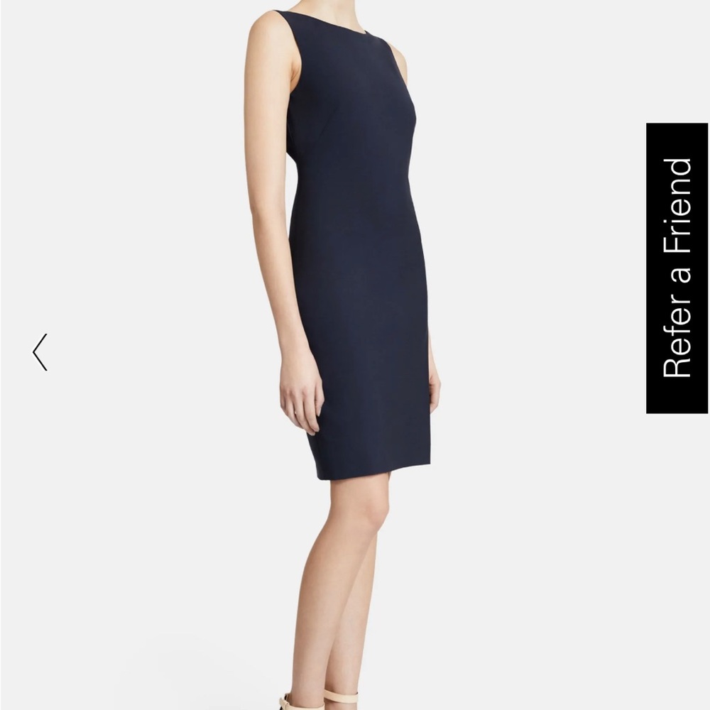 Theory Sheath Dress In Sevona Stretch Wool Size 6 Navy Gem