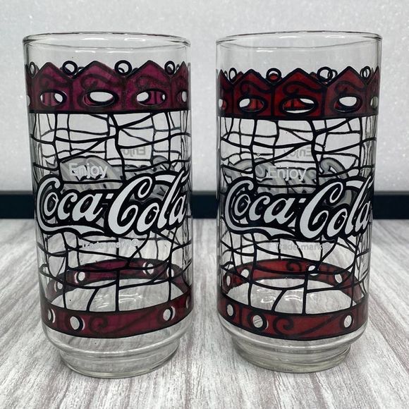 Coca Cola Dining Set Of 2 Vintage Coca Cola Tiffany Style Stained