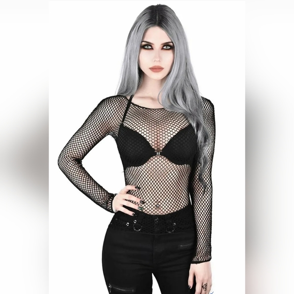 Killstar Tops Killstar Hellrazor Fishnet Top One Size Fits Xsl