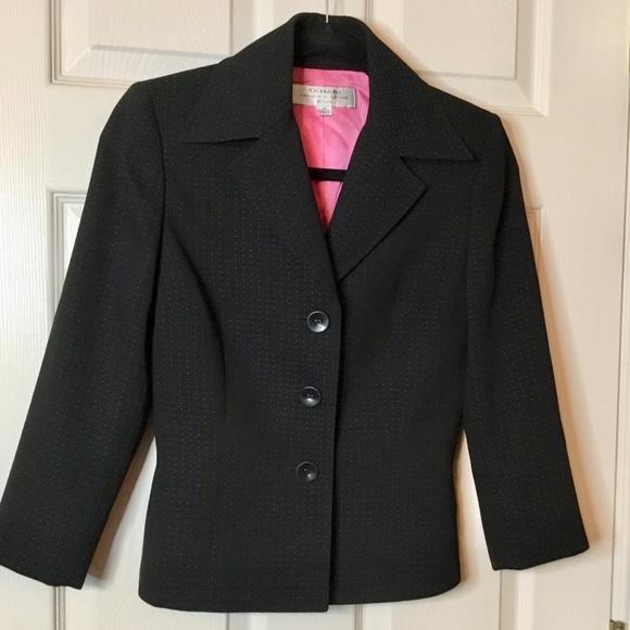 Tahari Asl Jackets And Coats Tahari By Arthur Levine Black Pinstripe