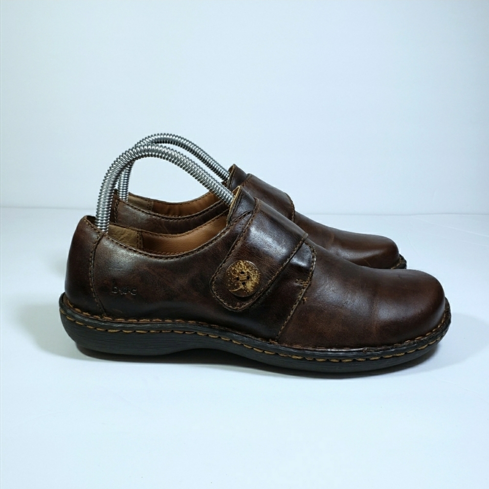 Born Brown Leather Oxford Slipon Flats Gem