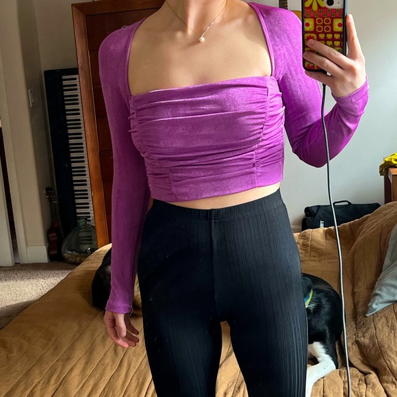 Princess Polly Tops Ruched Purple Princess Polly Crop Top Poshmark