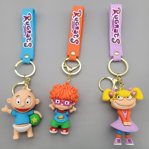 Storage And Organization 3 Rugrats 3d Figure Keychains With Carrying