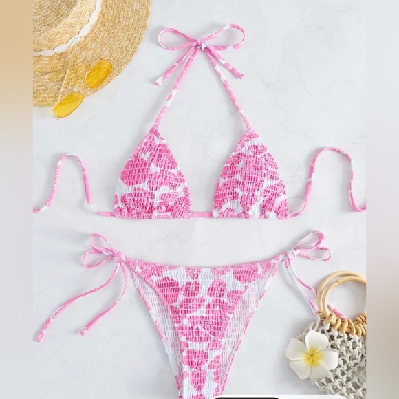 Swim Pink Tropical Flower Bikini Set Poshmark