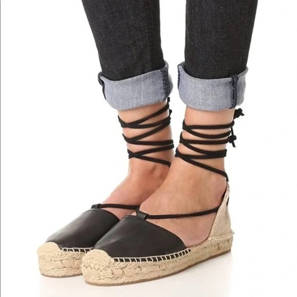 Soludos Shoes Soludos Black Lace Up Gladiator Espadrille Platform