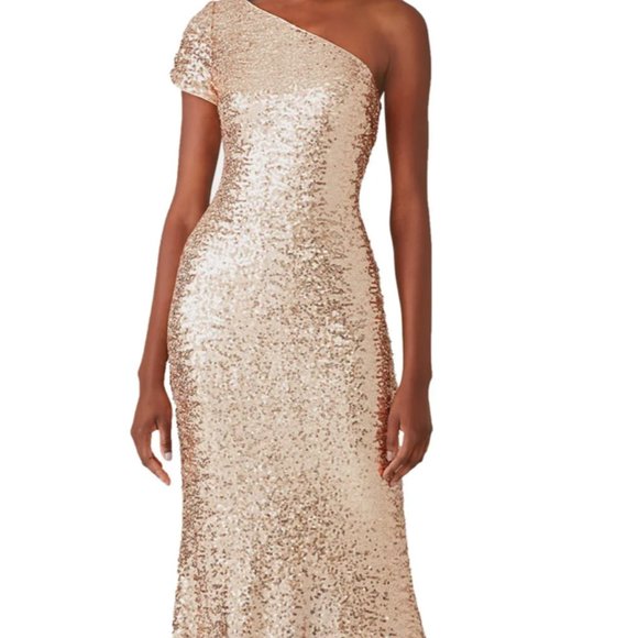 Badgley Mischka Dresses Womens Badgley Mischka One Shoulder Sequins