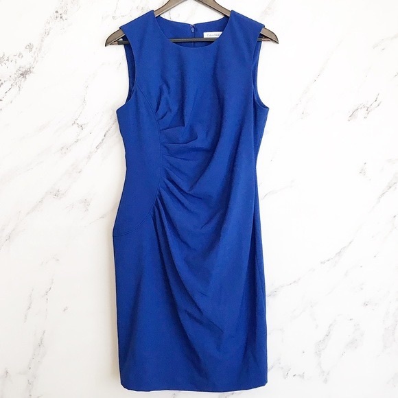 Calvin Klein Dresses Calvin Klein Cobalt Blue Ruched Side Dress