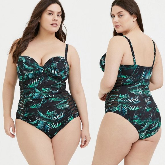 Torrid Swim Torrid 4ddf Palm Slim Fix Underwire Lattice Side One