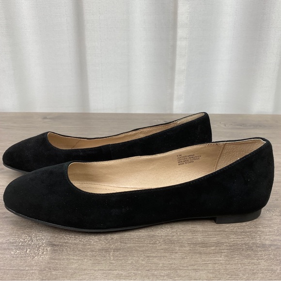 J Jill Shoes Jjill Black Suede Leather Audrey Ballet Flats Sz85