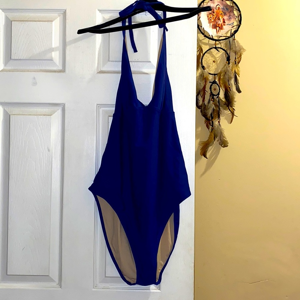 Royal Blue Halter Swimsuit One Piece Gem