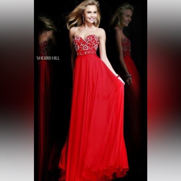 Sherri Hill Dresses Red Sherri Hill Strapless Prom Dress Poshmark