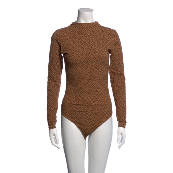 Fendi X Skims Tops Fendi X Skims Mock Neck Long Sleeve Bodysuit