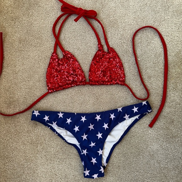 Swim Usa American Flag Bikini Sequin Poshmark