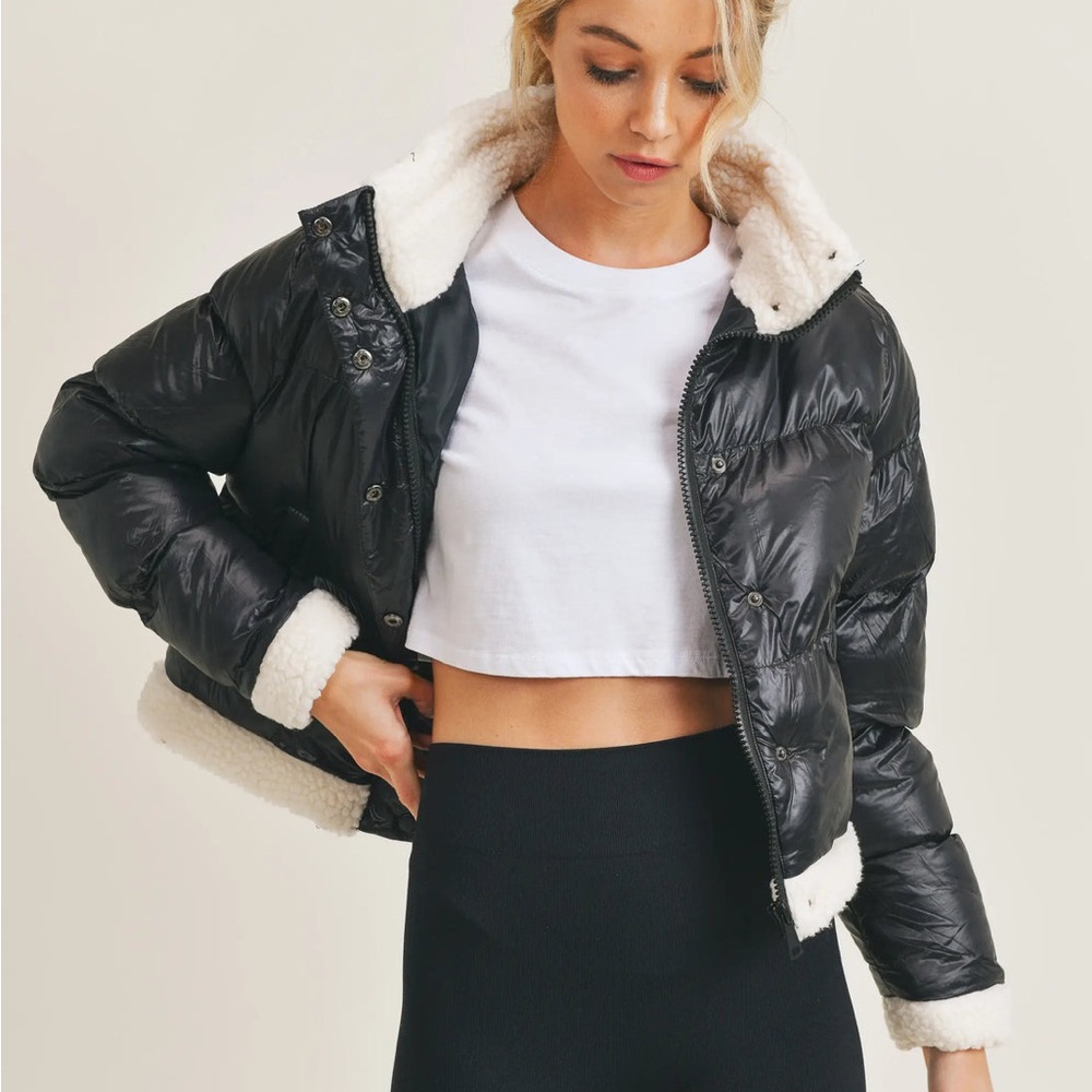 Sherpa Trimmed Puffer Jacket Gem