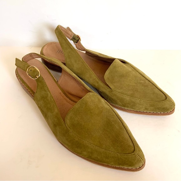 J Jill Shoes J Jill Suede Slingback Loafer Womens 9 Green Buckle