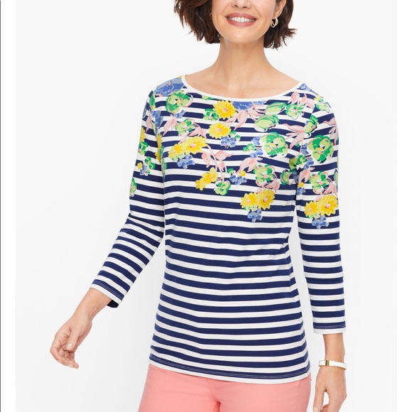 Talbots Tops Talbots Spring Cultivated Garden Bateau Neck 34 Sleeve