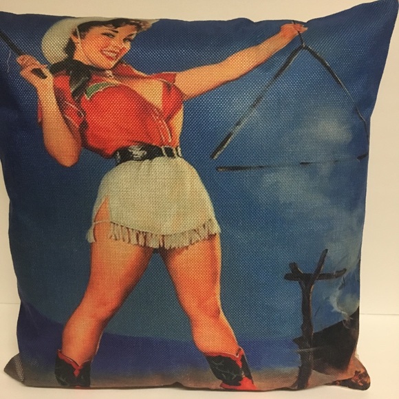 Other Retro Vintage Pinup Western Cowgirl Pillow Cover Poshmark