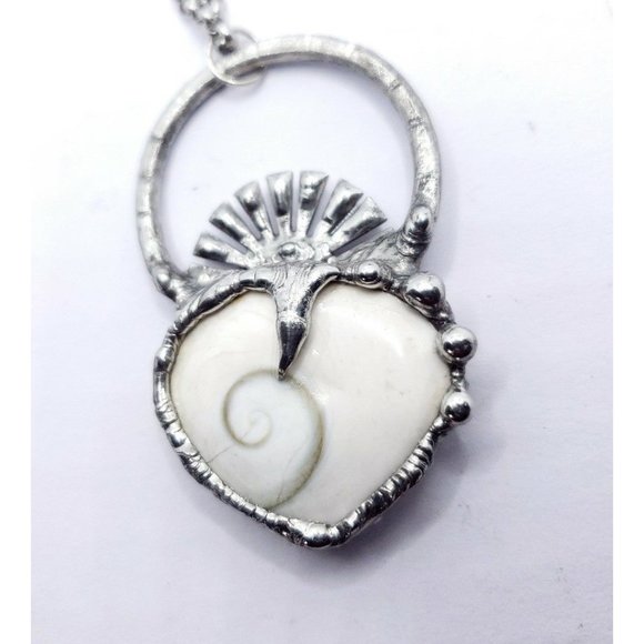 Hand Crafted Jewelry Shell Heart Shaped Crystal Necklace Poshmark