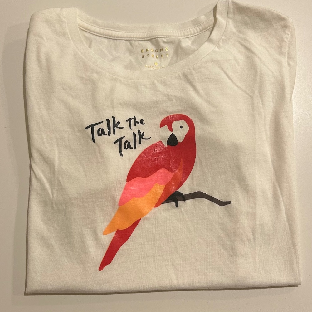 Kate Spade Broome Street Talk The Talk Parrot Tee Xs Gem