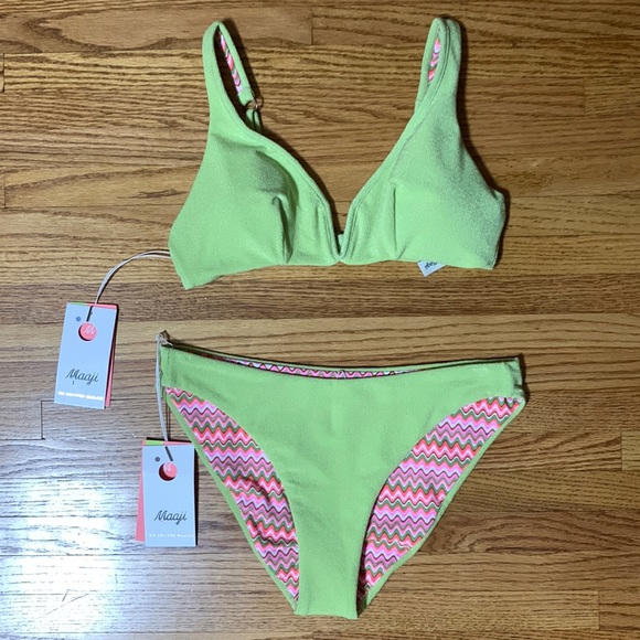 Maaji Swim Maaji Bikini Set Reversible Bikini Swimsuit In Green