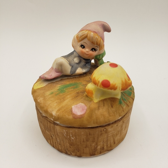 Homco Accents Vintage Elf Pixie Fairy Gnome Homco Ceramic Trinket