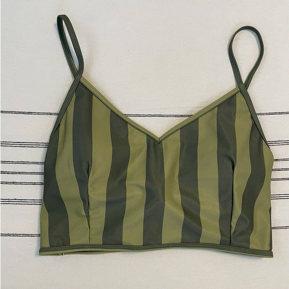 Kortni Jeane Swim Kortni Jeane Swimsuit Vd Crop Top Strip Green Top