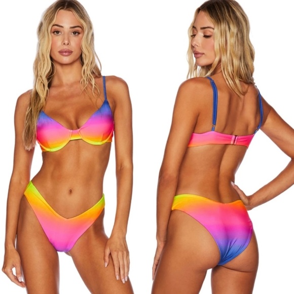 Beach Riot Swim Beach Riot Rainbow Camilla Top Bottom Bikini Set