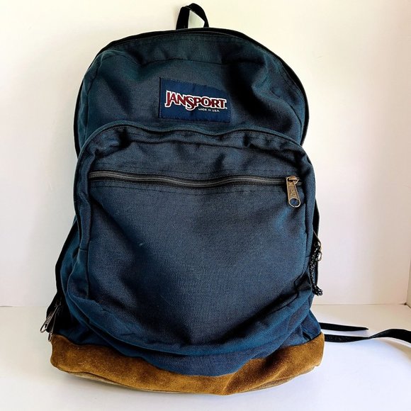 Jansport Bags Vintage Jansport 9s Blue Canvas Genuine Leather Usa