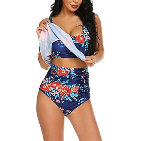 Swim Women Bikini Set Tummy Control Swimsuit Two Piece High Waist