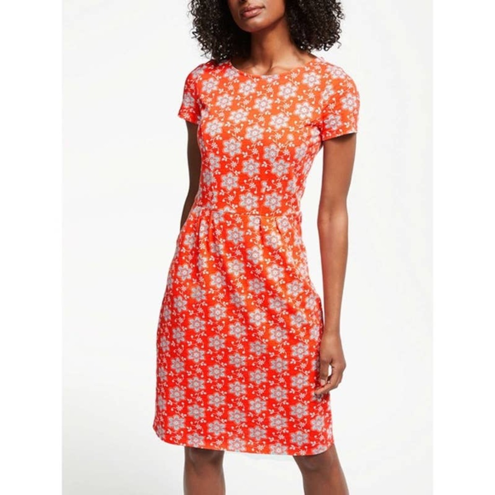 Boden Nwot Phoebe Jersey Dress Pockets Orange Floral 4 Gem