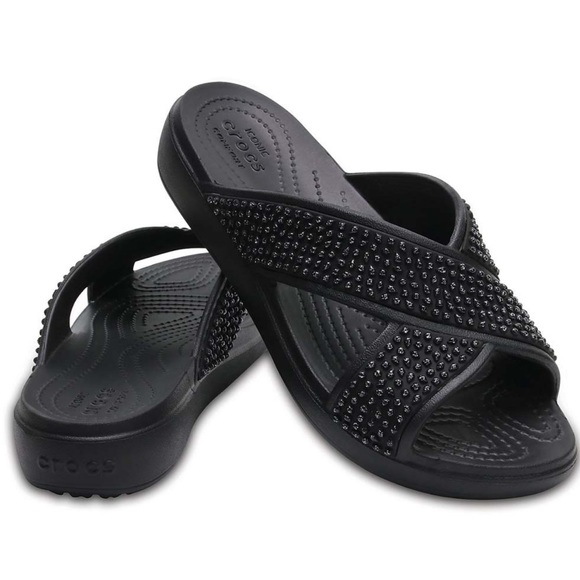 Crocs Shoes Crocs Flip Flops Sloane Embellished Crossstrap Slide