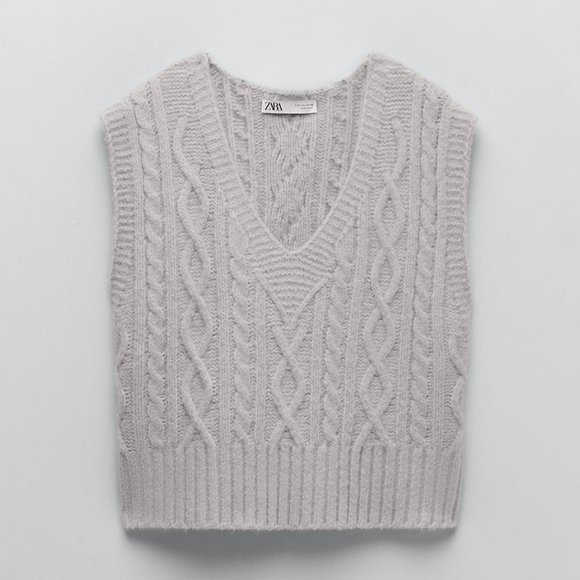 Zara Sweaters Nwt Zara Cable Knit Sweater Vest Cropped Vneck Vest