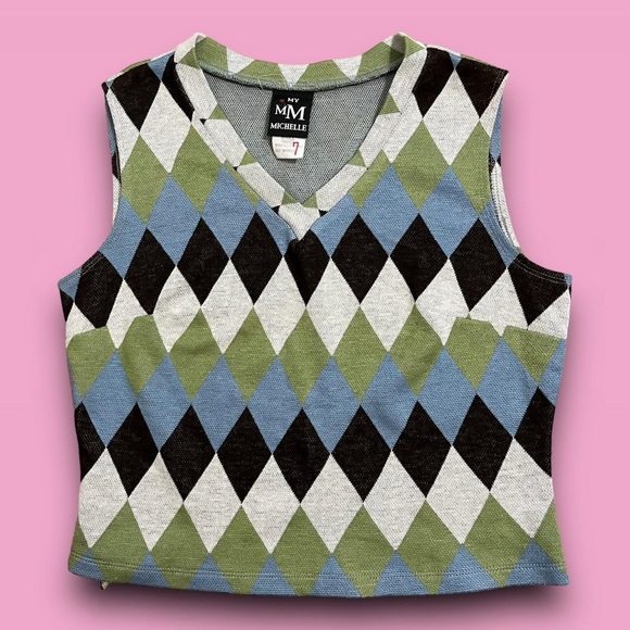 My Michelle Sweaters Vintage Argyle Sweater Vest My Michelle Preppy